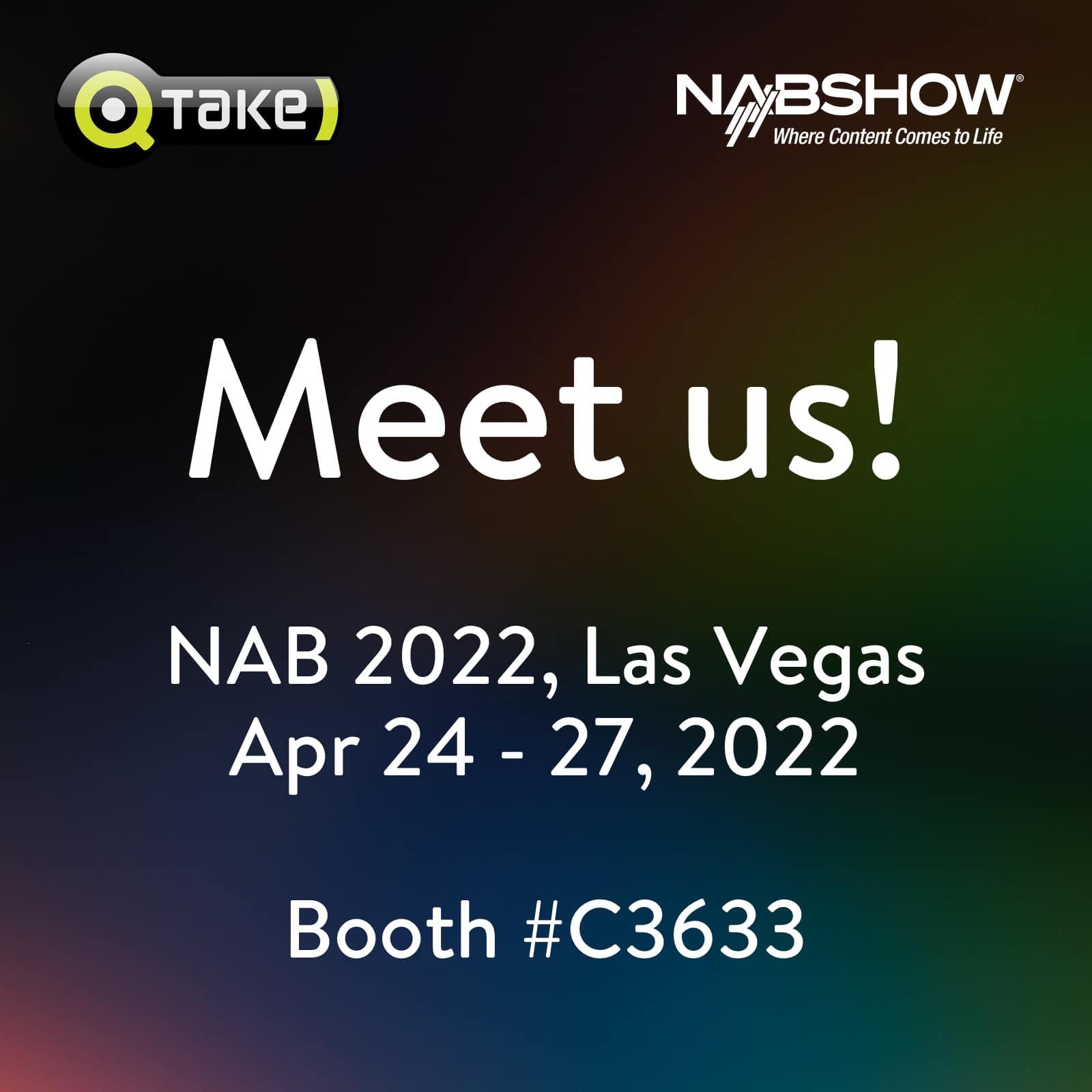 Visit us at NAB 2022 - booth C3633